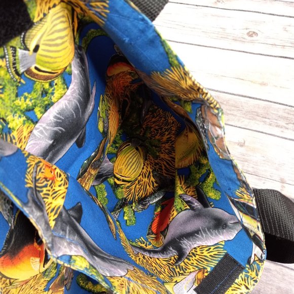 Hand Crafted | Bags | Sea Life Tote Bag Dolphin Turtle Fish Coral 4 X ...